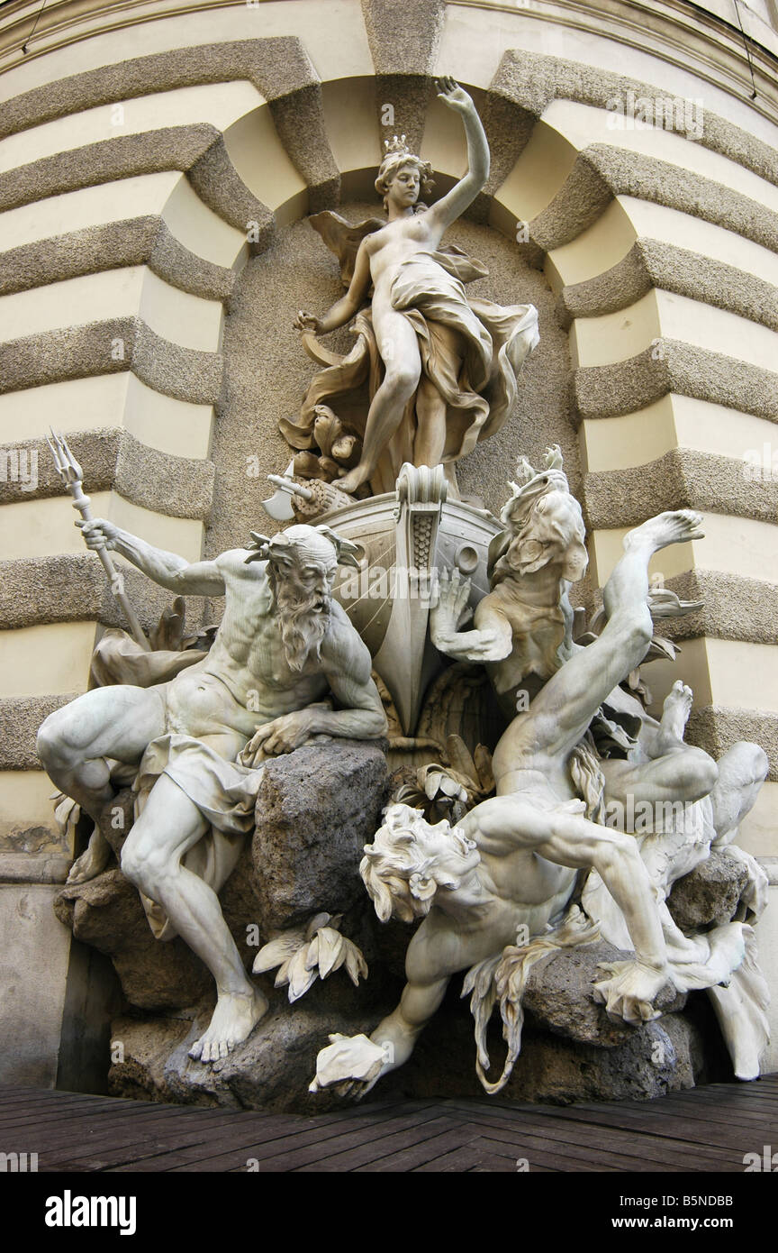 Michaelerplatz fountain statue outside hofburg hi-res stock photography ...