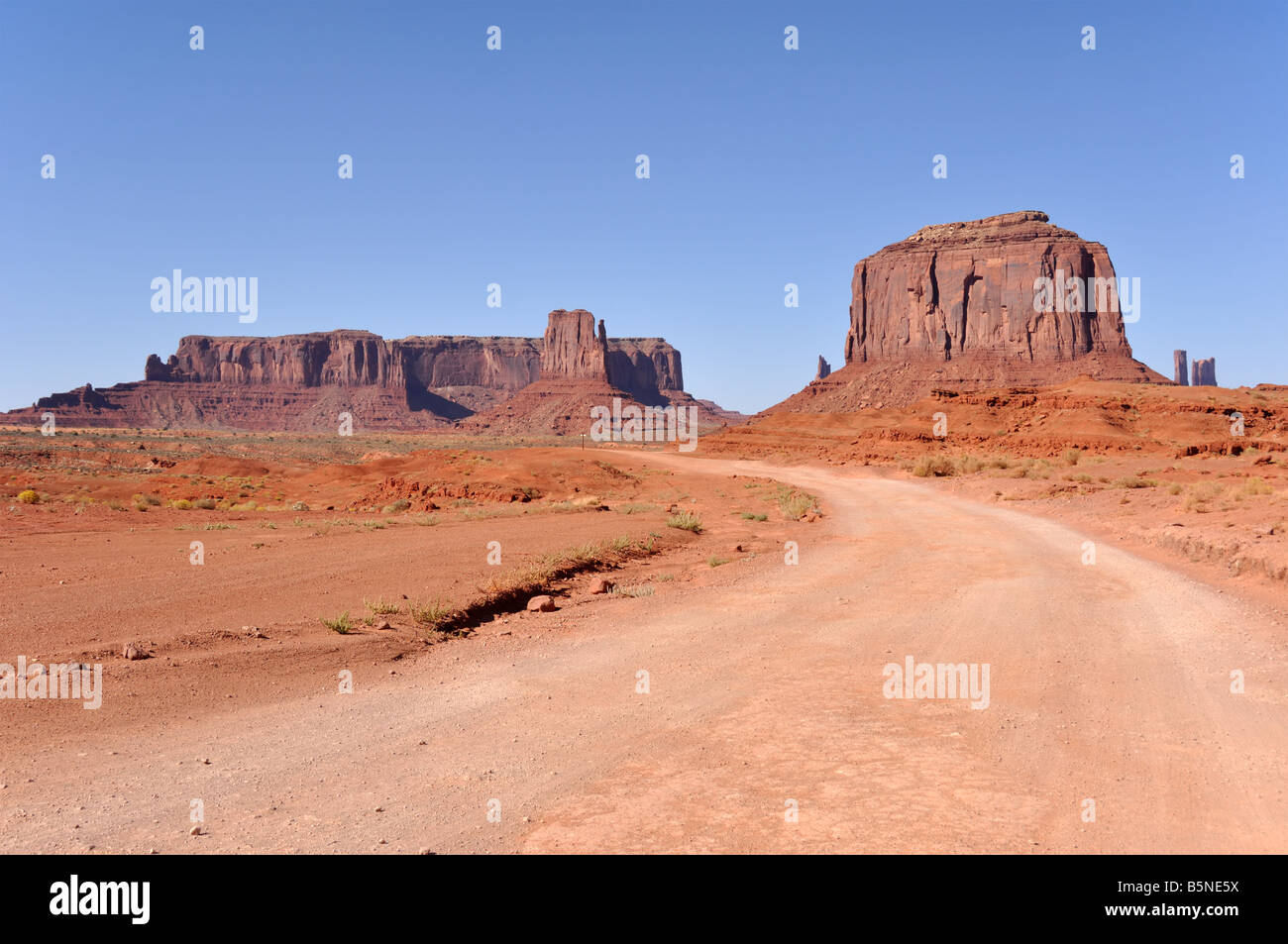 Monument Valley Indian Route 42 with Merrick Butte, West Mitten Butte ...