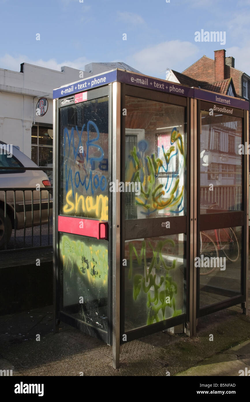 Graffiti on phone box hi-res stock photography and images - Alamy