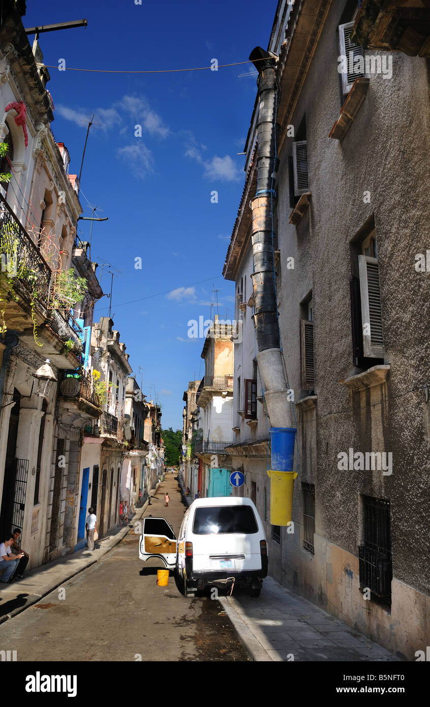 Shabby havana street with building facades, cuba Stock Photo - Alamy