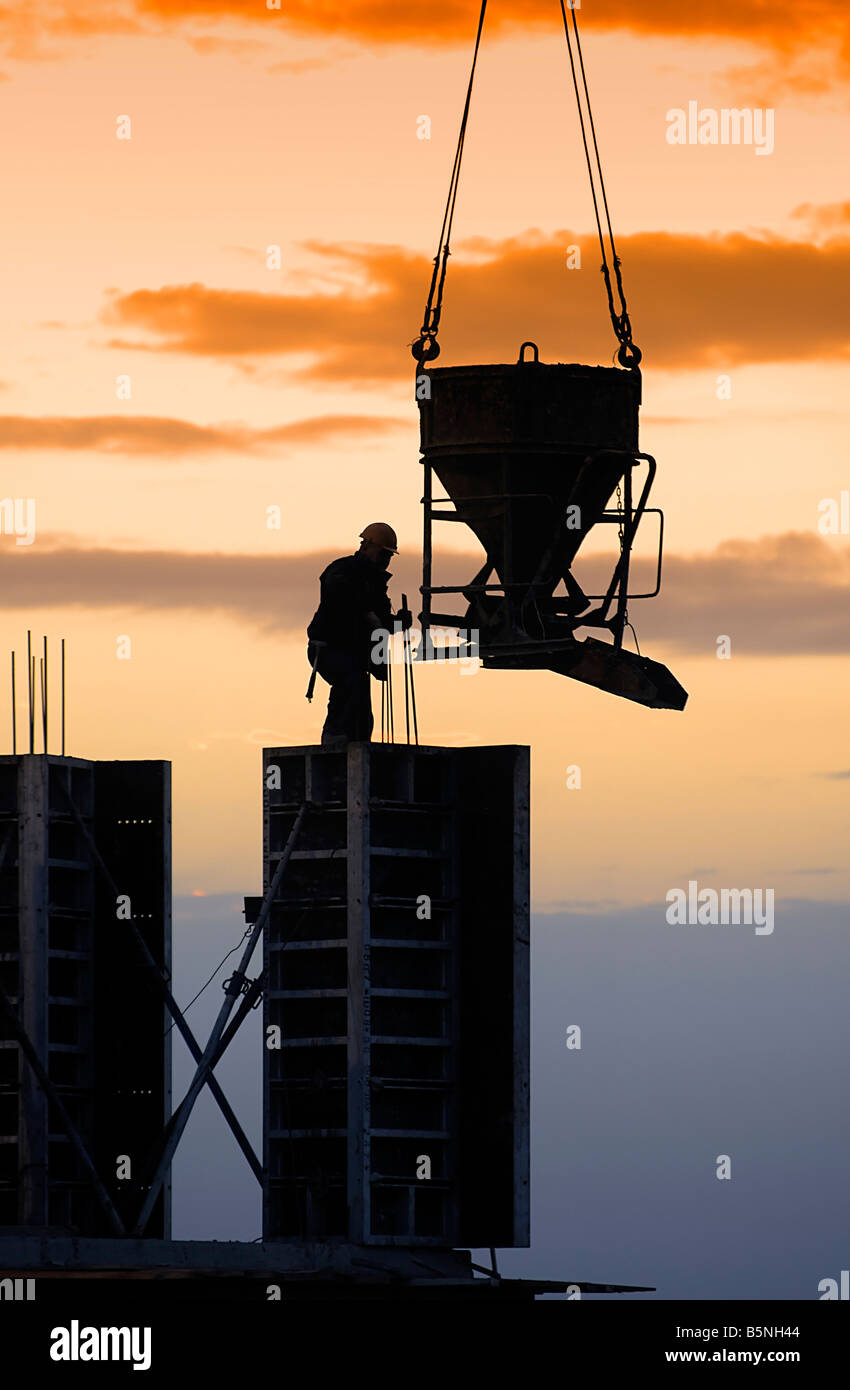 Construction site at sunset Stock Photo - Alamy