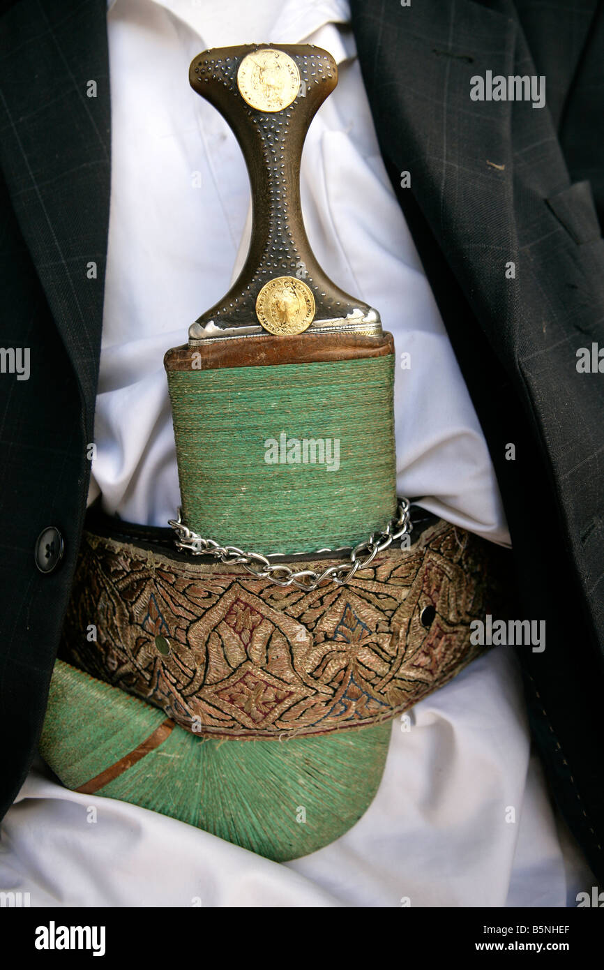 A Jambiya the traditional curved dagger worn in the belt by most men in ...