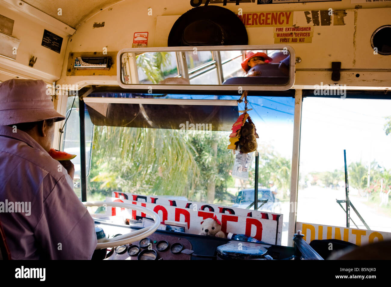 Belize bus driver Stock Photo - Alamy