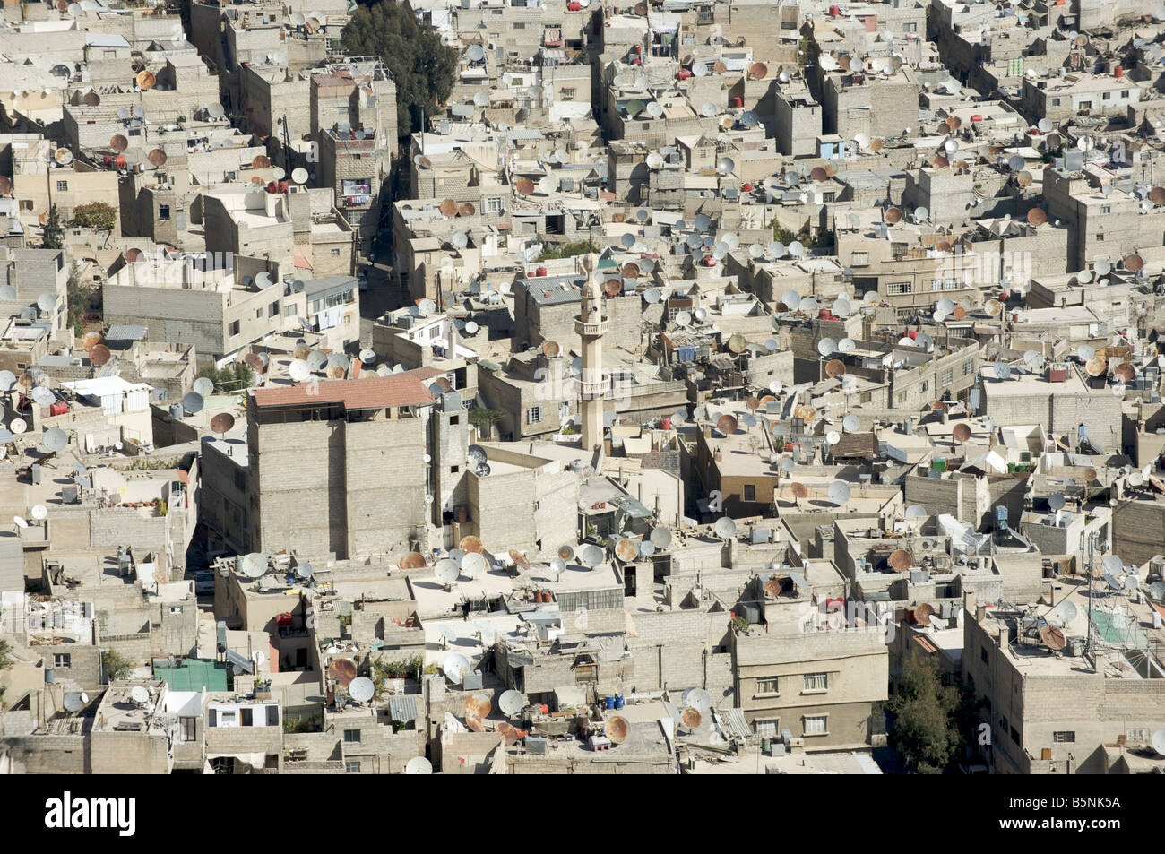 Damascus, Syria. Aerial view of mosque and residential housing Stock ...