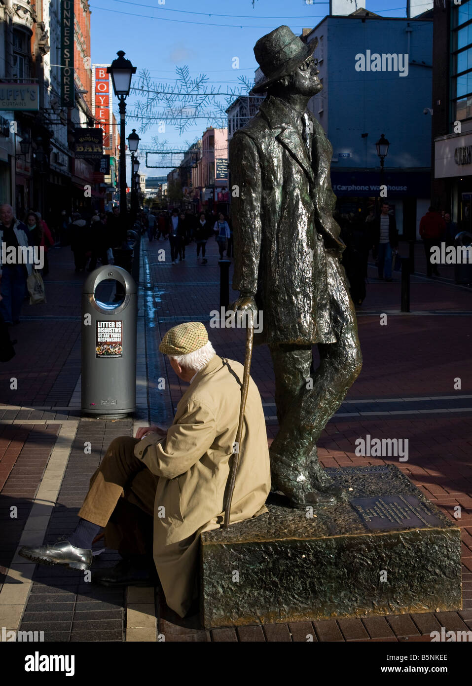 Statue of novelist James Joyce on Dublin's North Earl Street by ...
