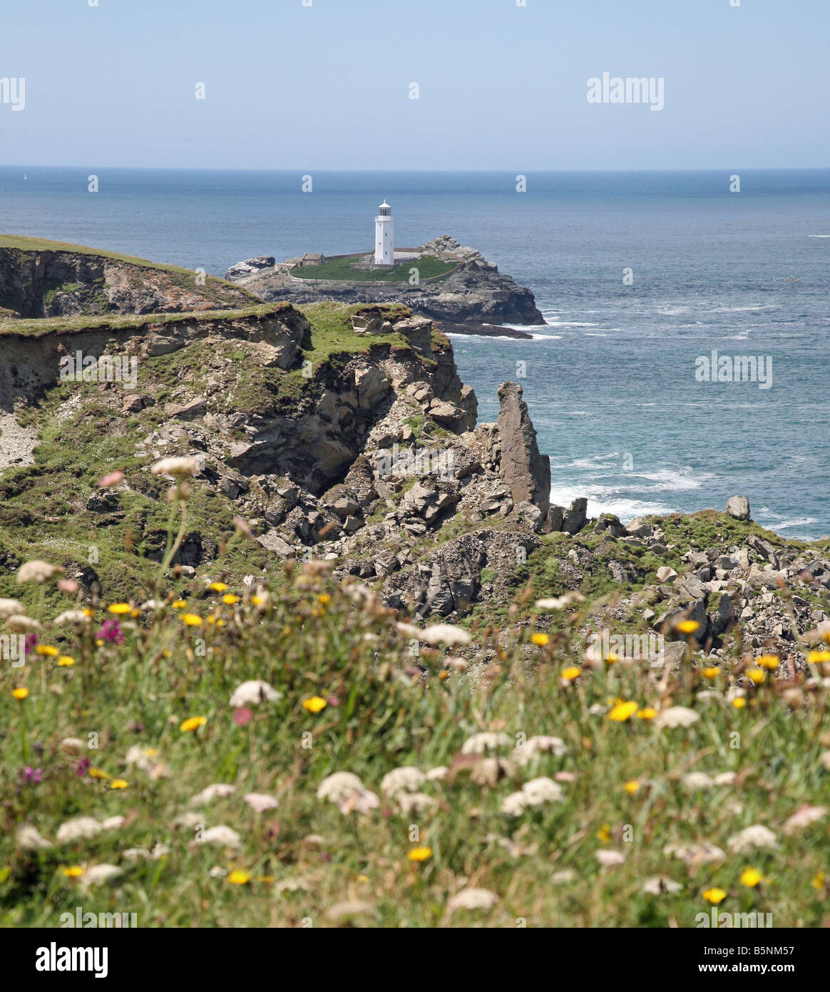 Godrevy Lighthouse of the coast of Cornwall, England Stock Photo - Alamy