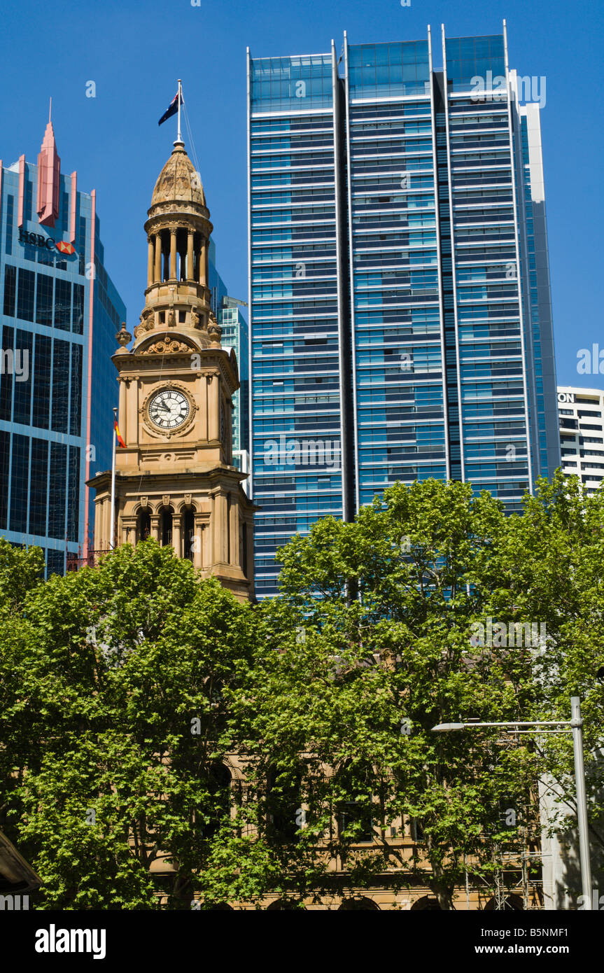 Sydney Town Hall and modern office buildings Stock Photo - Alamy