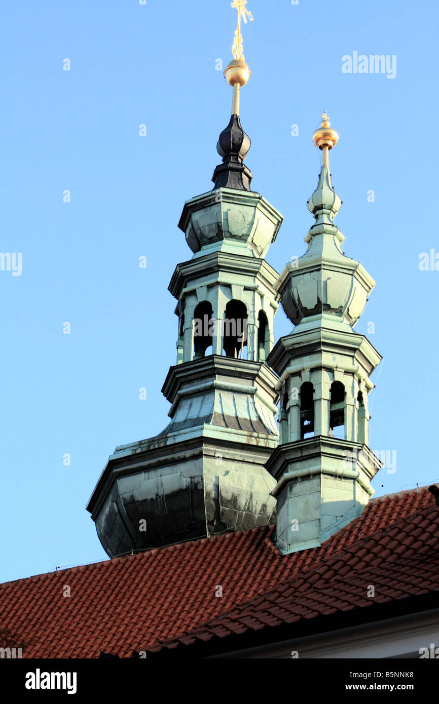 Double spires of the Church of the Assumption Strahov Monastery Prague ...