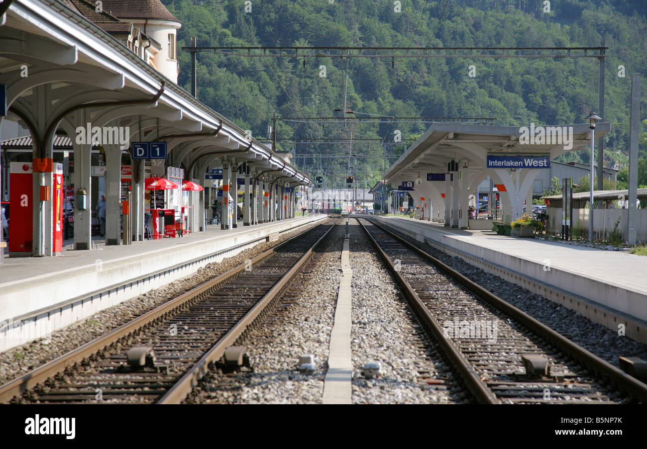 Railway tracks at Interlaken Railway Station Austria Stock Photo - Alamy