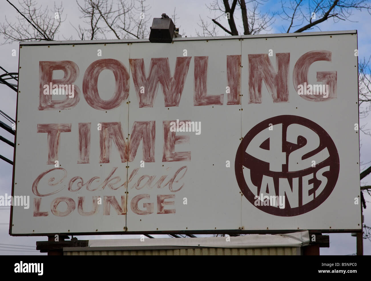 Sign at a bowling center Stock Photo - Alamy