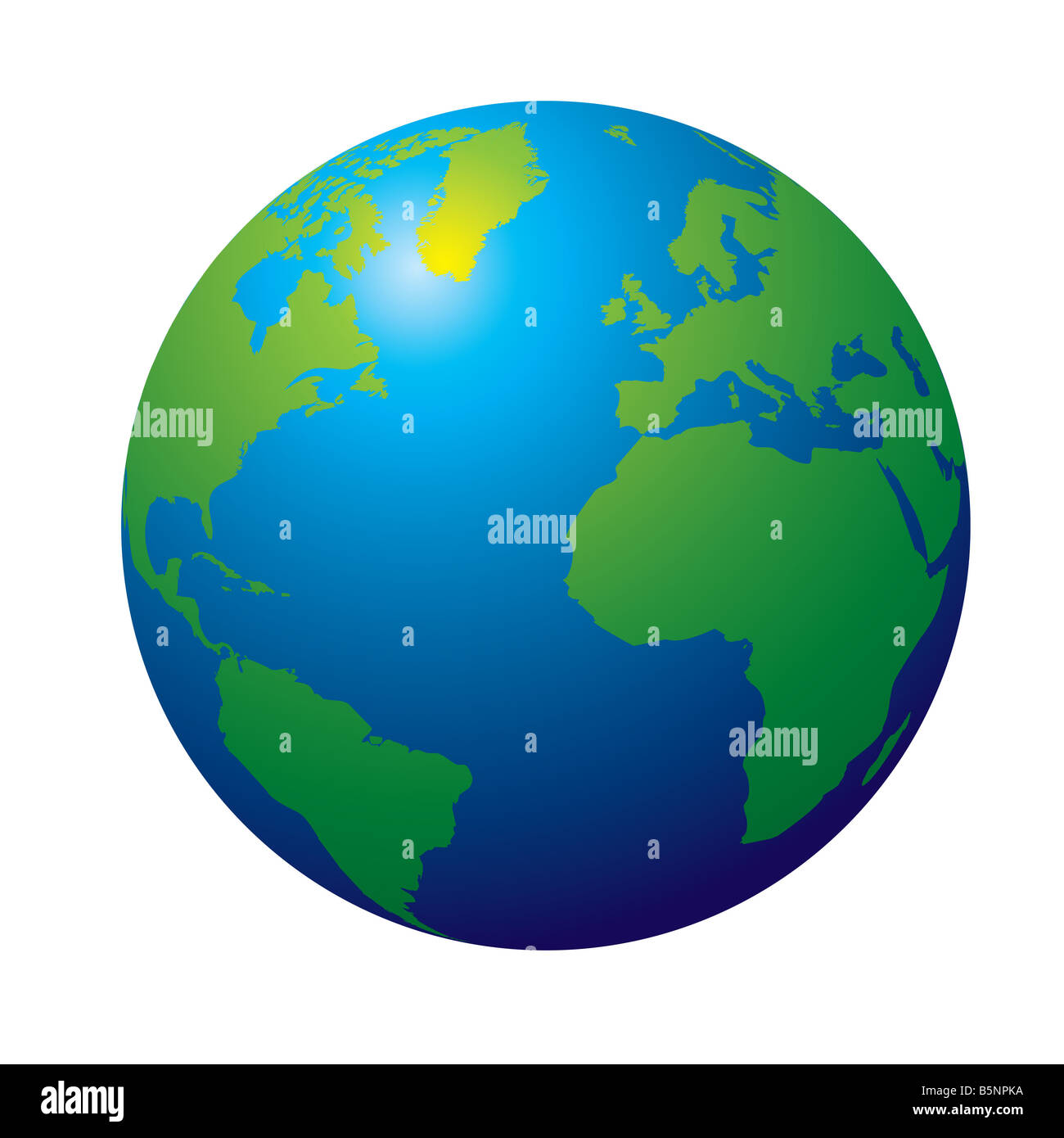 3d view of the earth in tradtional colours green and blue Stock Photo ...