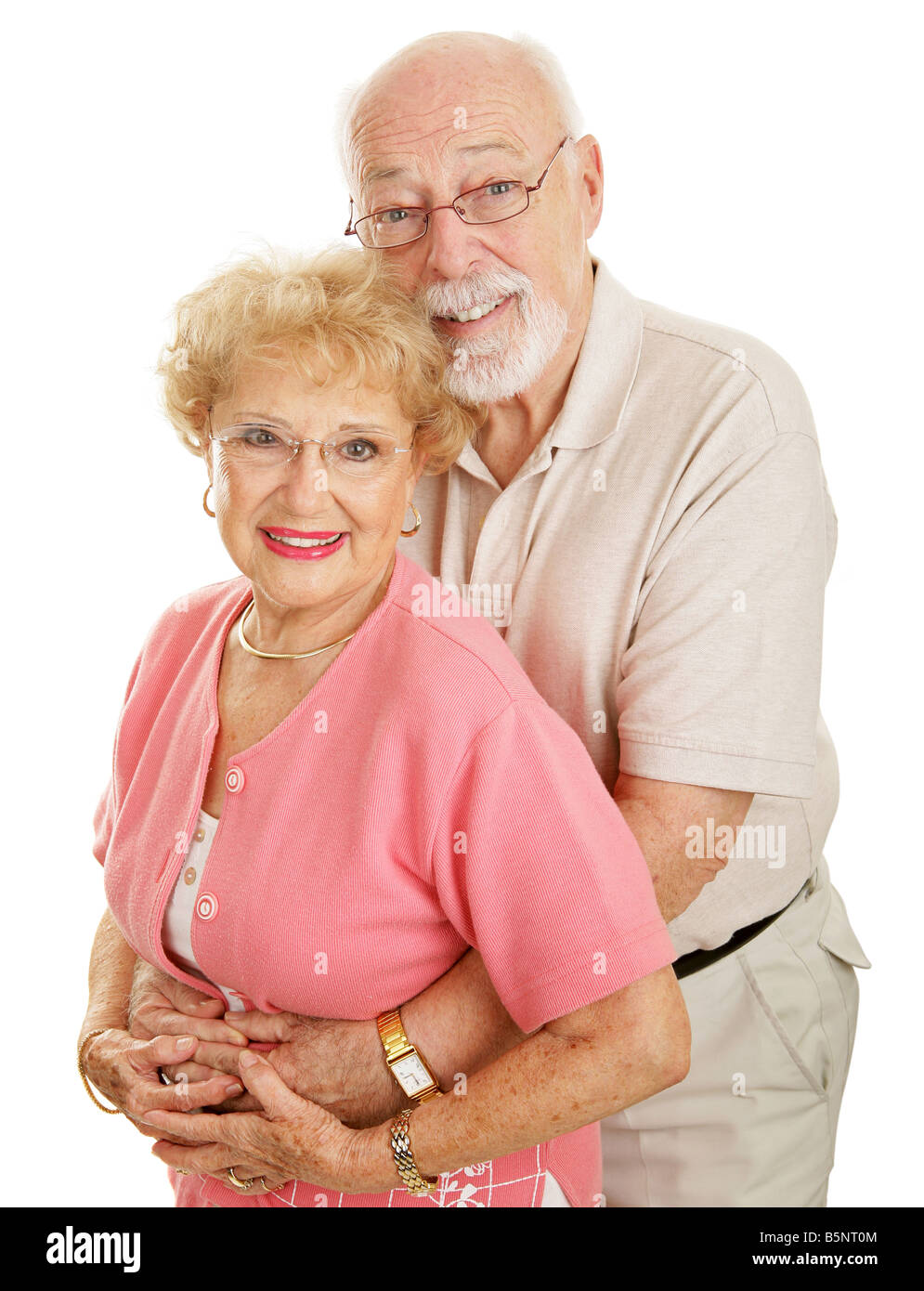 Happy Attractive Senior Couple Wearing Glasses Vertical View Isolated
