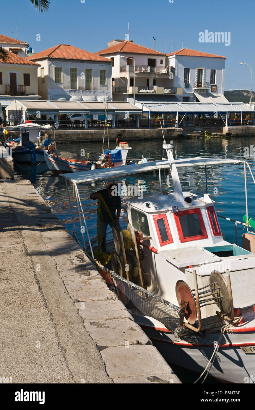 Fishing boats in the harbour at Pylos, Messinia, Southern Peloponnese ...