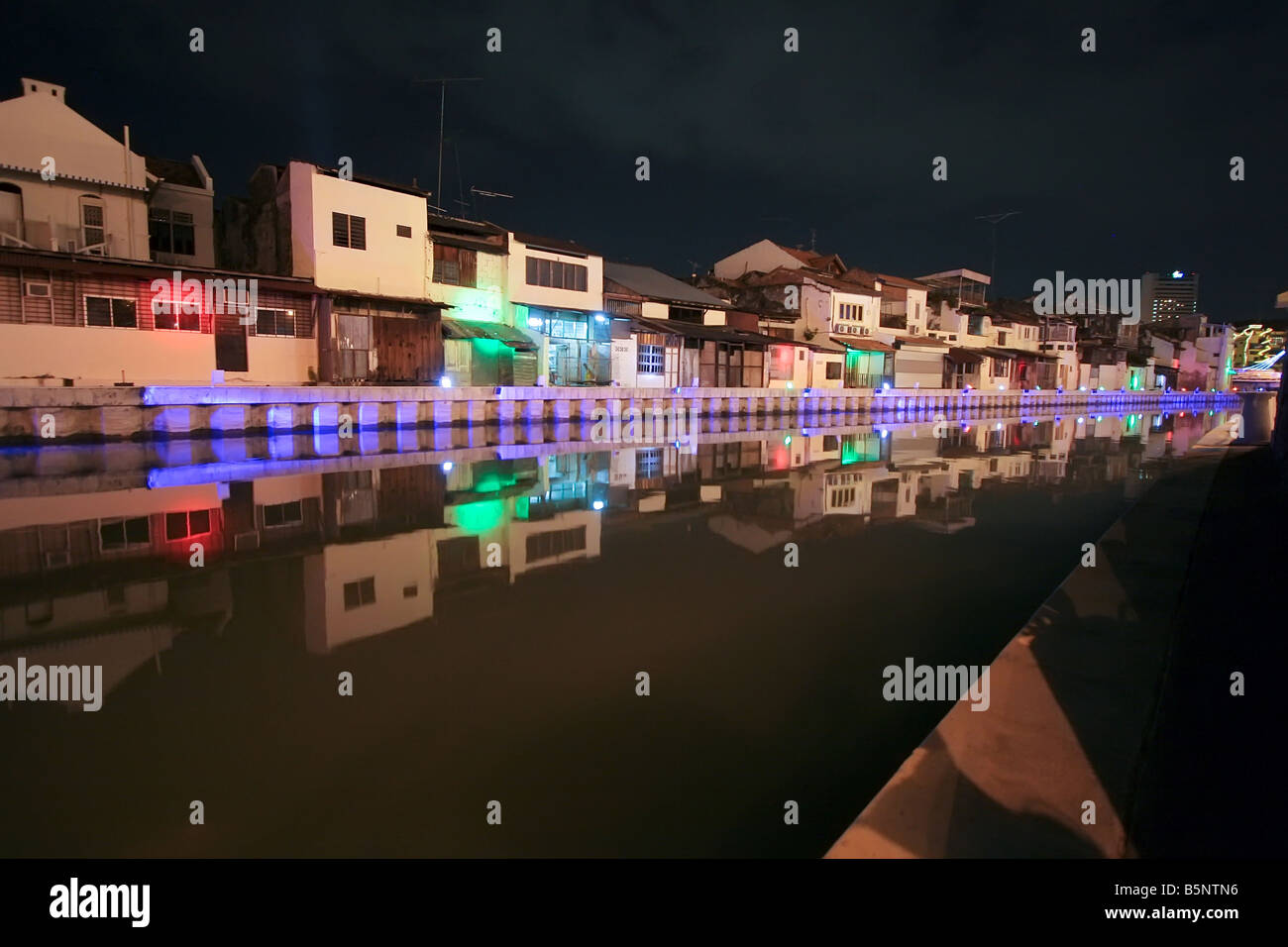 melaka port with colorful lights at night, malaysia Stock Photo - Alamy