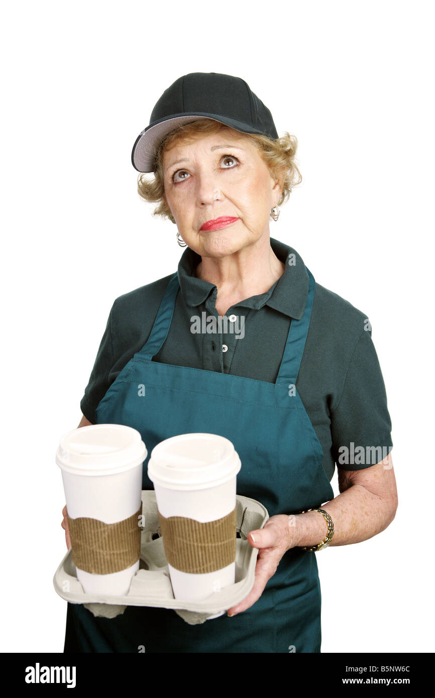 A senior lady working a menial service job and wondering why she can t ...