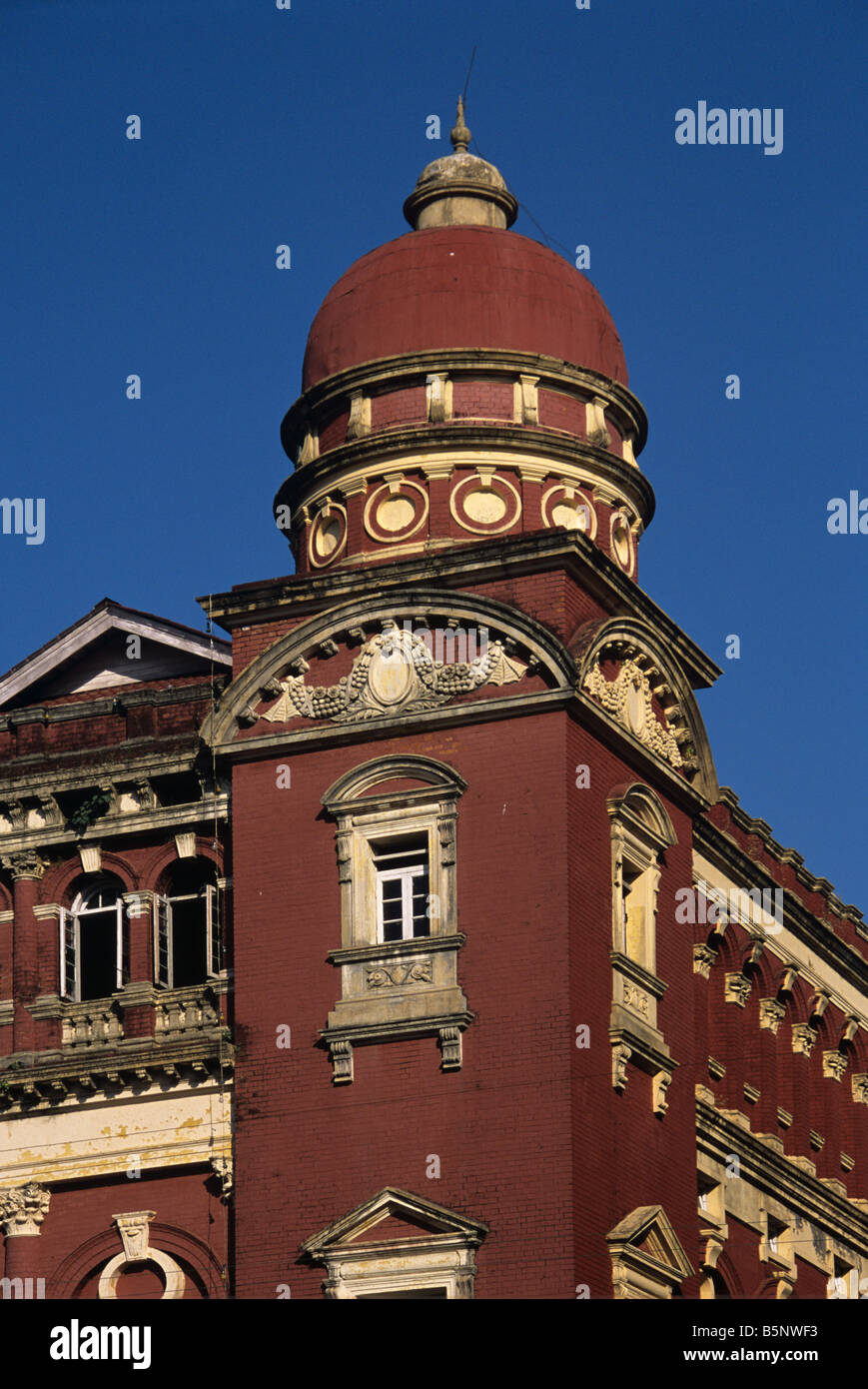 Corner Tower of the Supreme and High Court Building in central Rangoon ...
