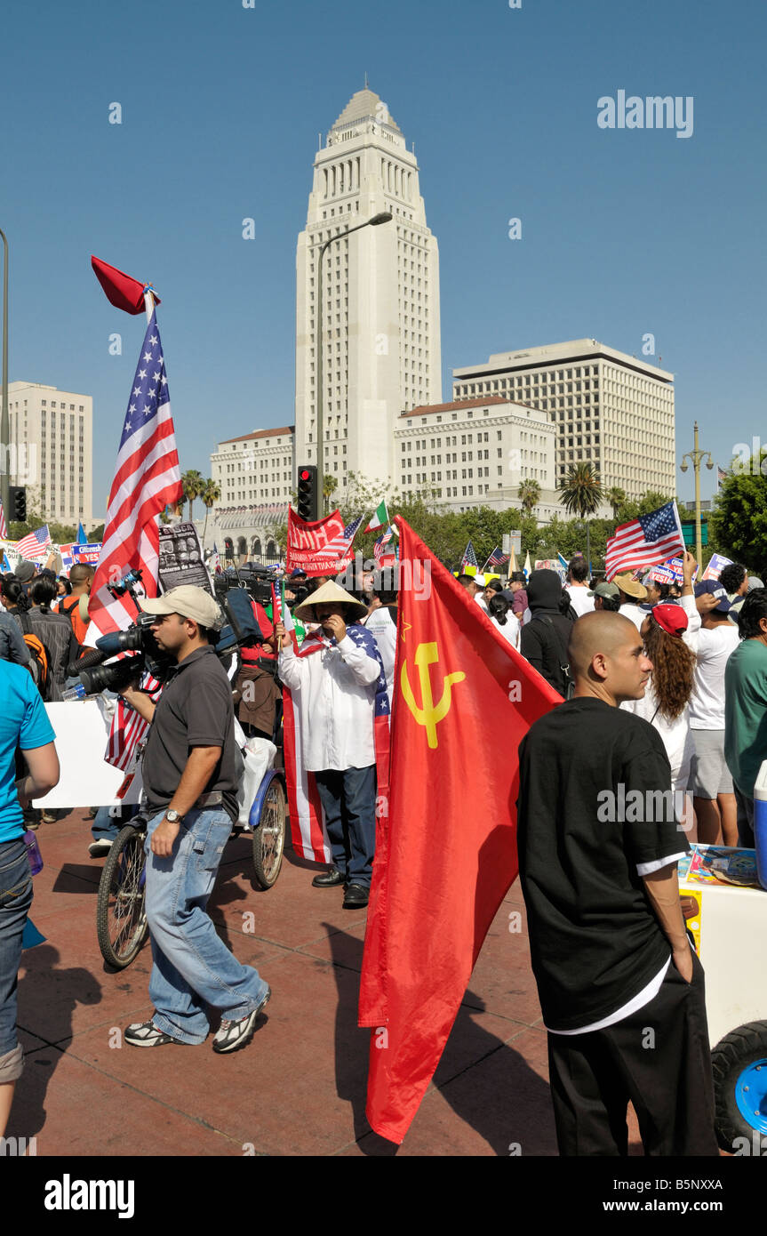 May 1 demonstrations in downtown Los Angeles, California, 2008 Stock ...