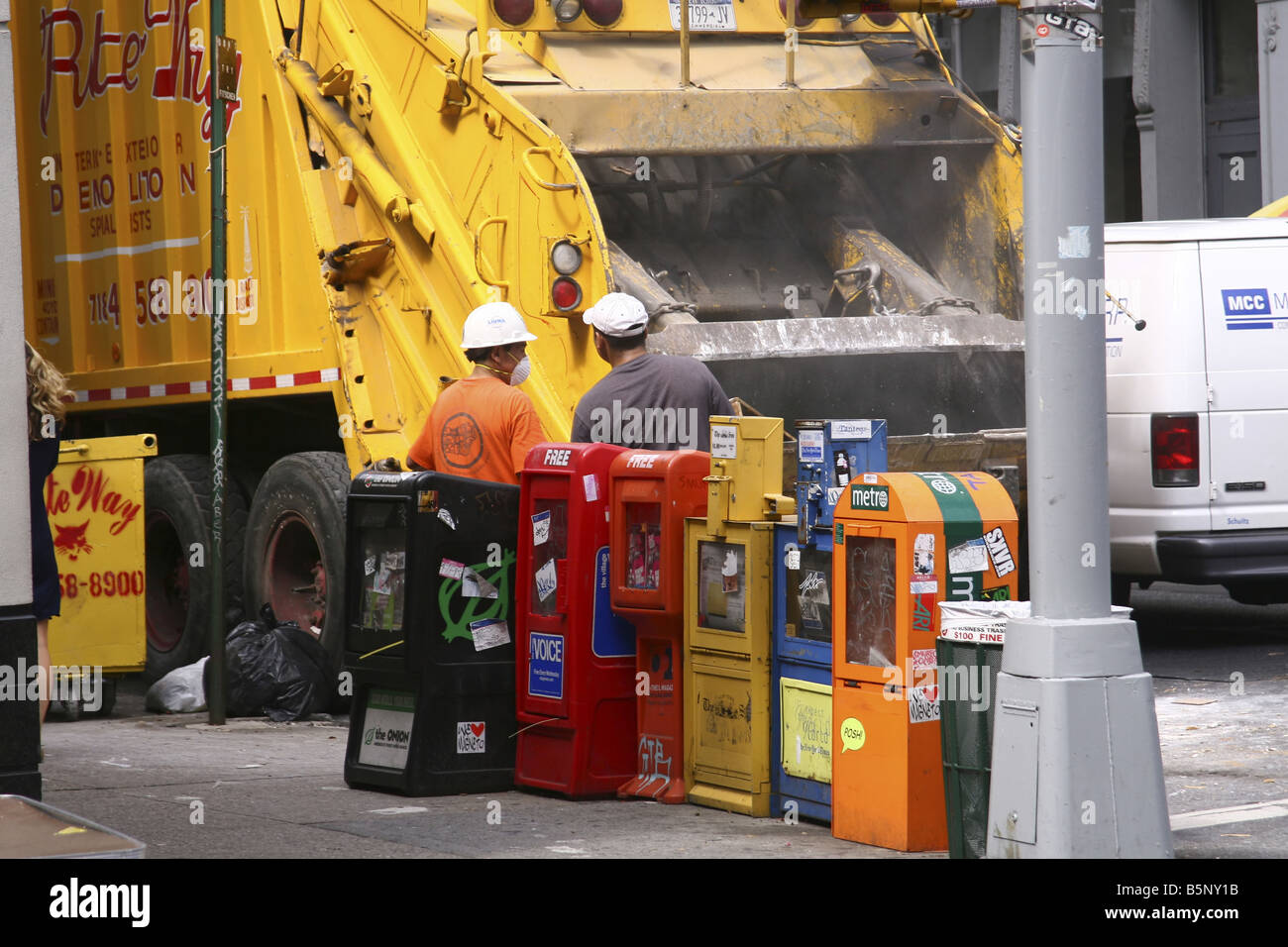 Garbage truck at Manhattan street, New York City Stock Photo - Alamy