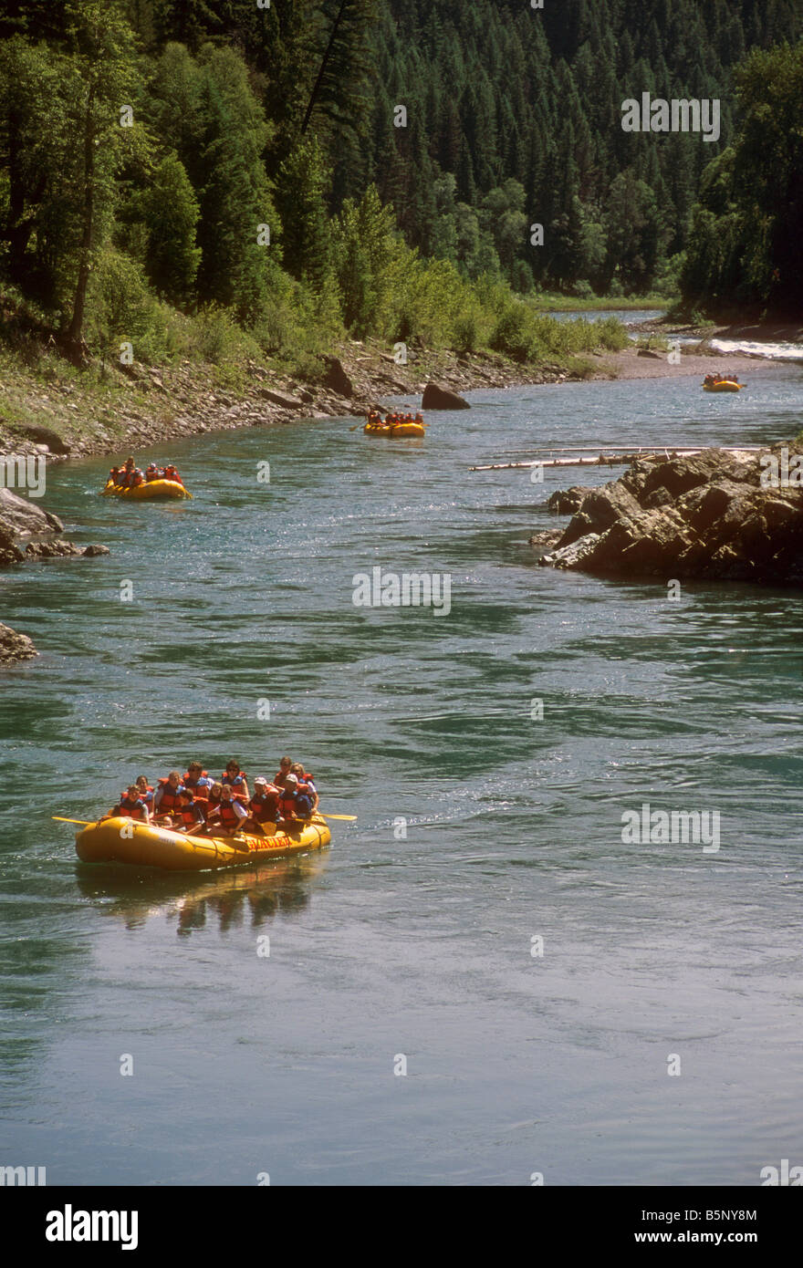 Tourists ride Flathead River in Montana in raft Stock Photo - Alamy
