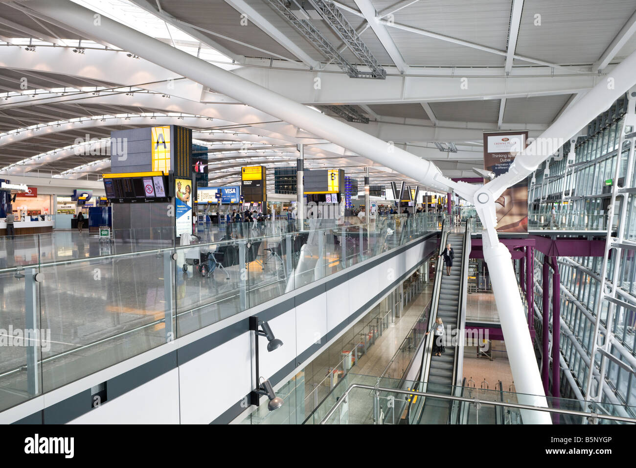 Departure level, Terminal 5, Heathrow, London, England Stock Photo - Alamy