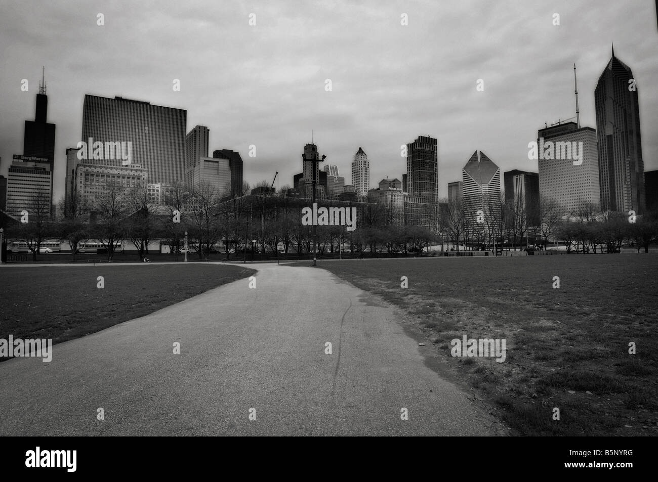 The Loop as seen from Grant Park Butler Field. Chicago. Illinois. USA ...