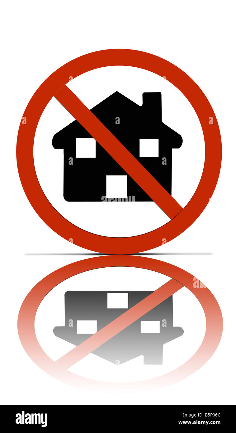 a no house allowed over white with reflections Stock Photo - Alamy