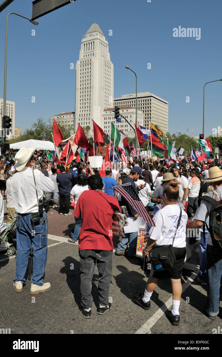 May 1 demonstrations in downtown Los Angeles, California, 2008 Stock ...