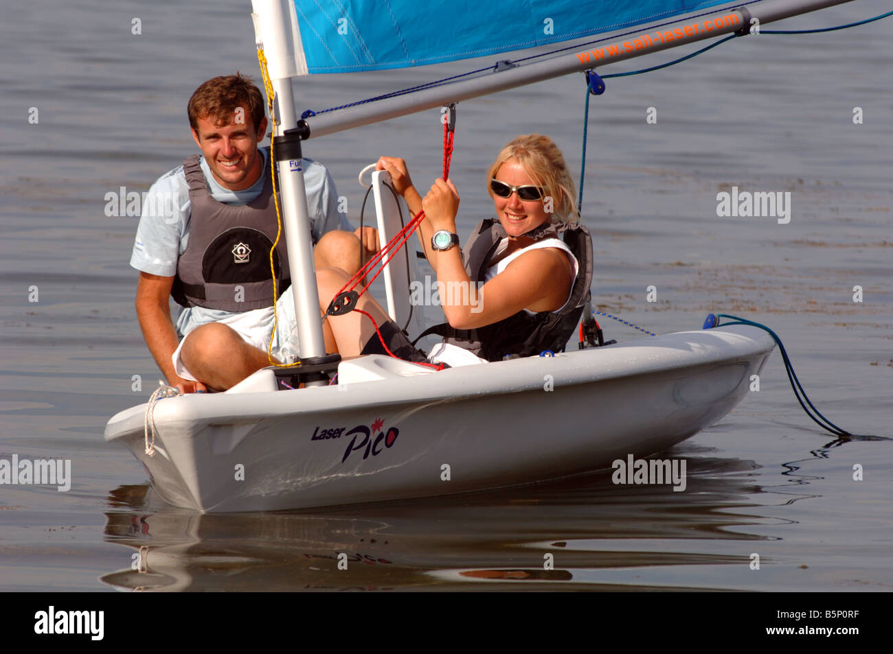 Olympic champions Nick Dempsey and Sarah Ayton sailing, Britain, UK ...