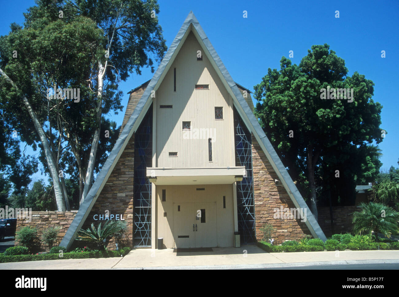 Chapel at Cemetery is example of A-frame construction Stock Photo - Alamy