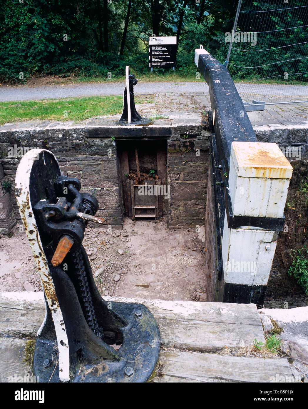 The winding gear, paddle and upper gate of a lock on the Monmouthshire ...