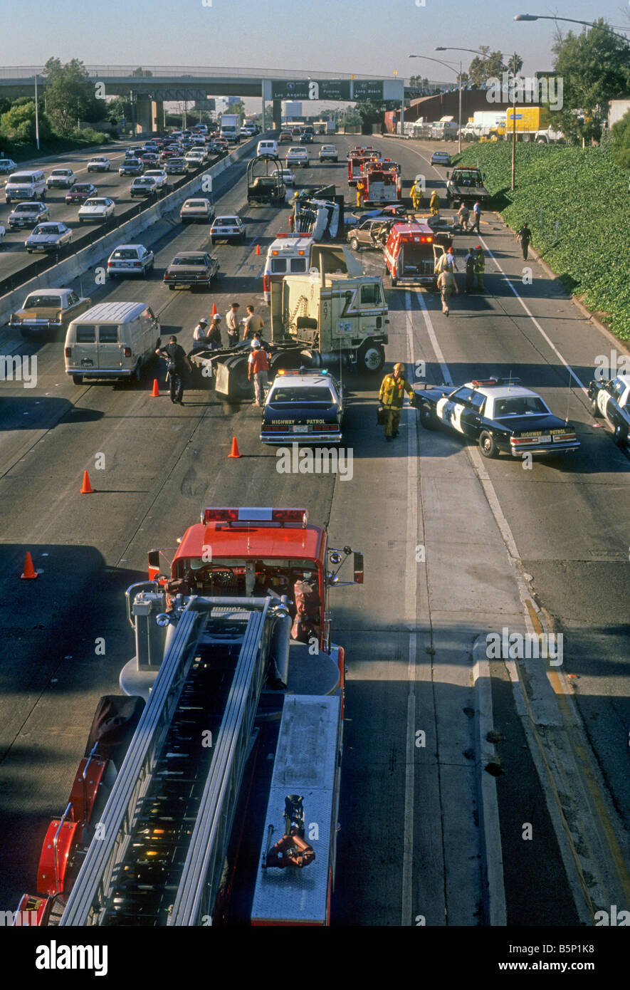 Freeway traffic accident Stock Photo - Alamy