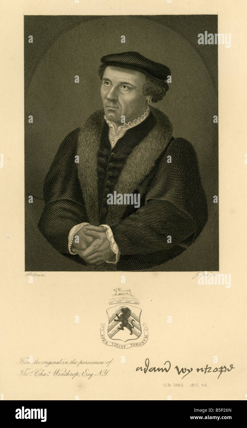 Antique engraving of Adam Winthrop Stock Photo - Alamy