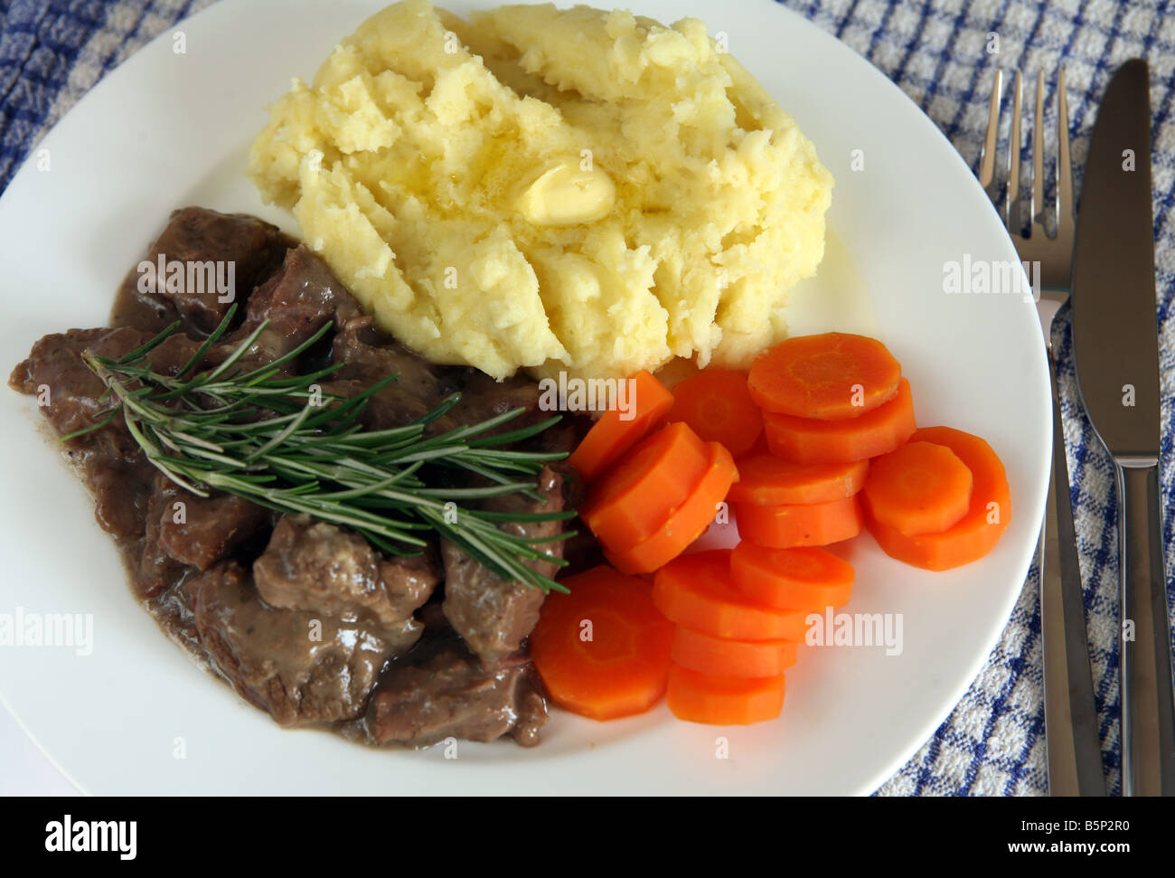 Lamb fricassee meal viewed from above Stock Photo - Alamy