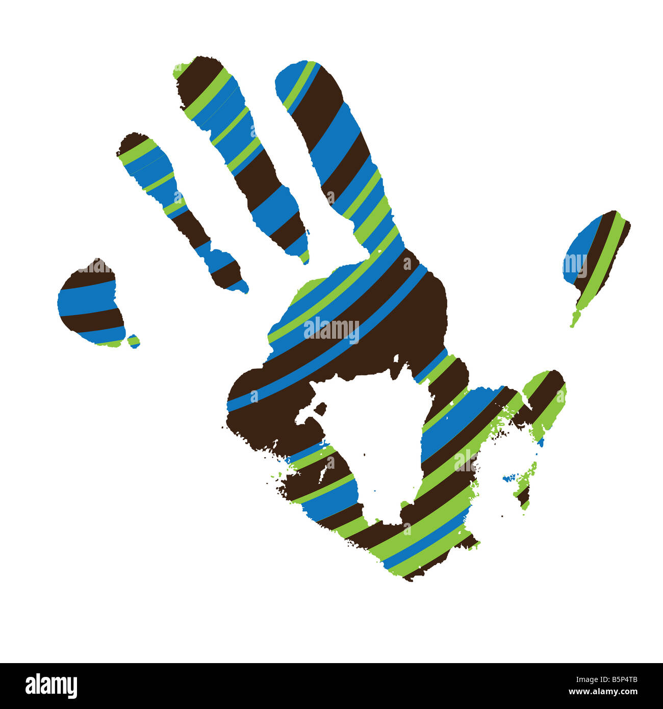 Single hand outline on a white background with stripped effect Stock ...