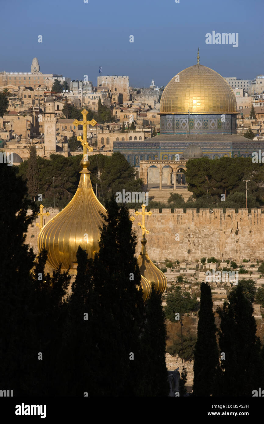 RUSSIAN ORTHODOX CHURCH DOMES AND DOME OF THE ROCK TEMPLE MOUNT OLD ...