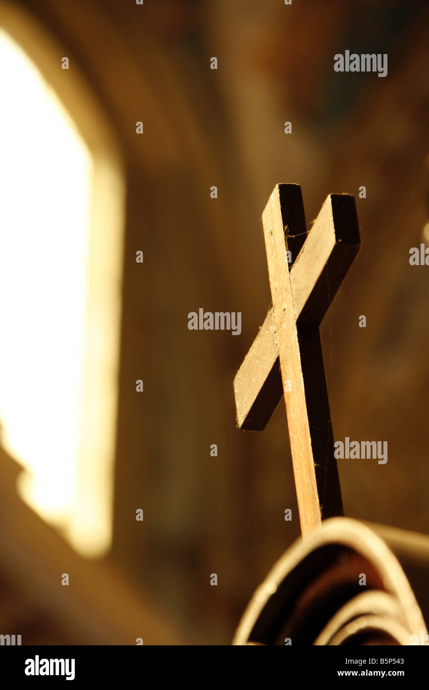 wooden cross on confession box in church in rome Stock Photo - Alamy