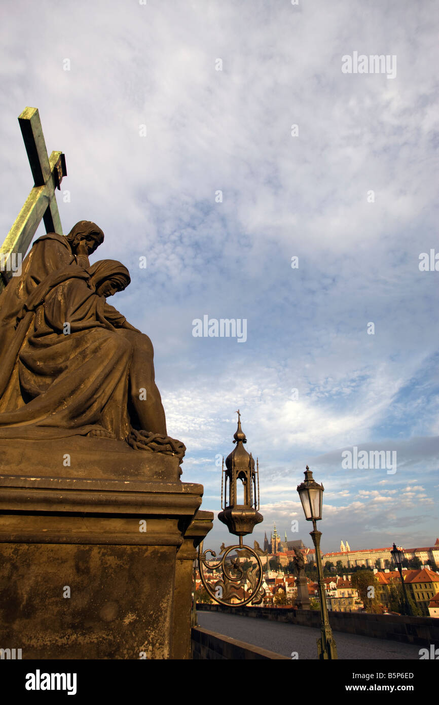 BAROQUE STATUES KING CHARLES IV BRIDGE PRAGUE CZECH REPUBLIC Stock ...