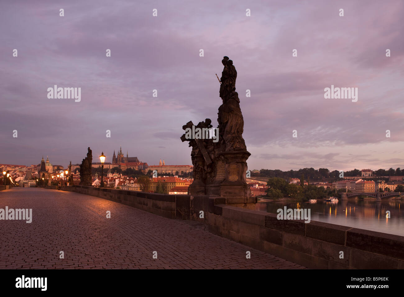 BAROQUE STATUES KING CHARLES IV BRIDGE PRAGUE CZECH REPUBLIC Stock ...