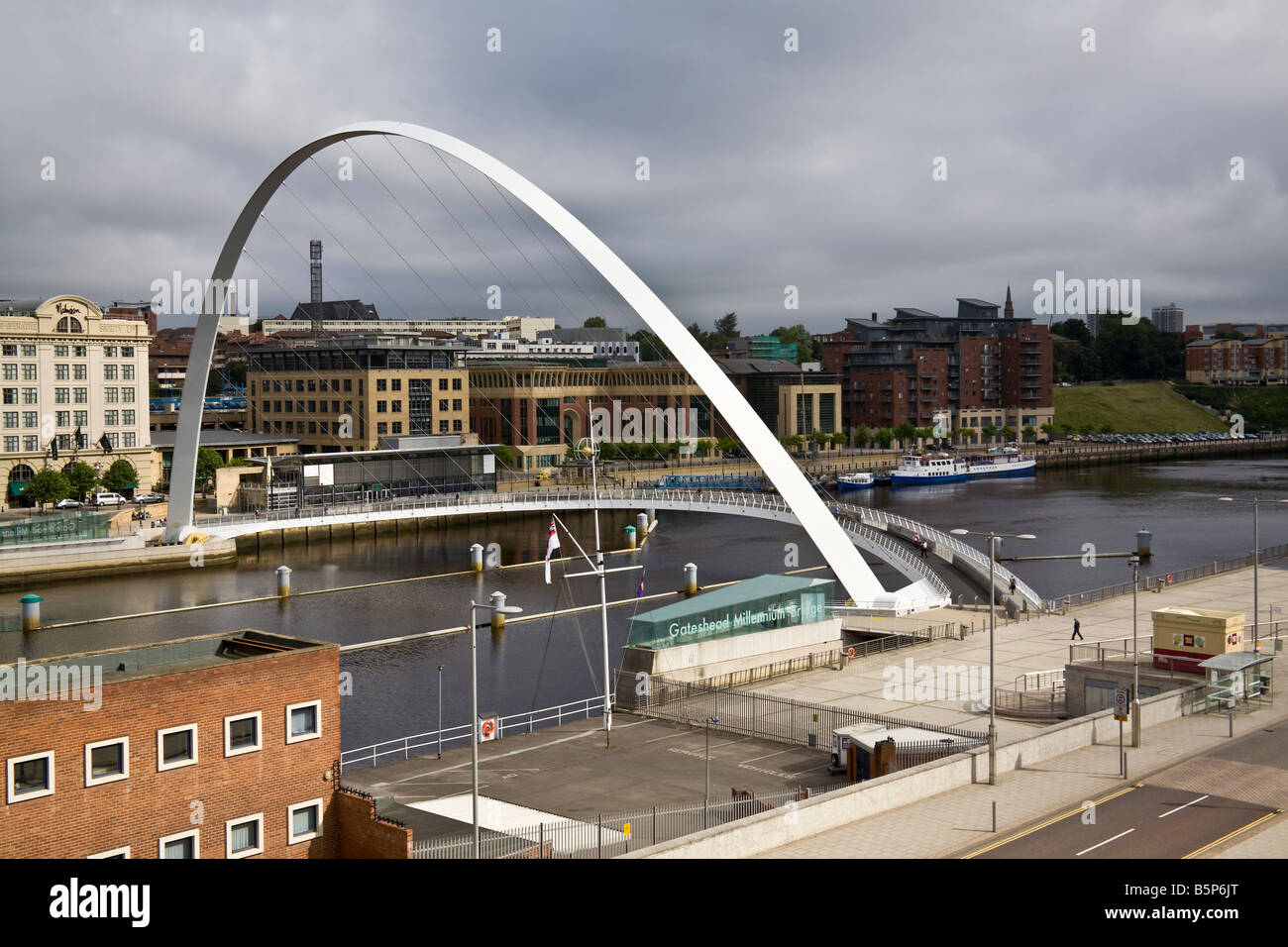 The Gateshead Millennium Bridge over the River Tyne, NewcastleGateshead ...