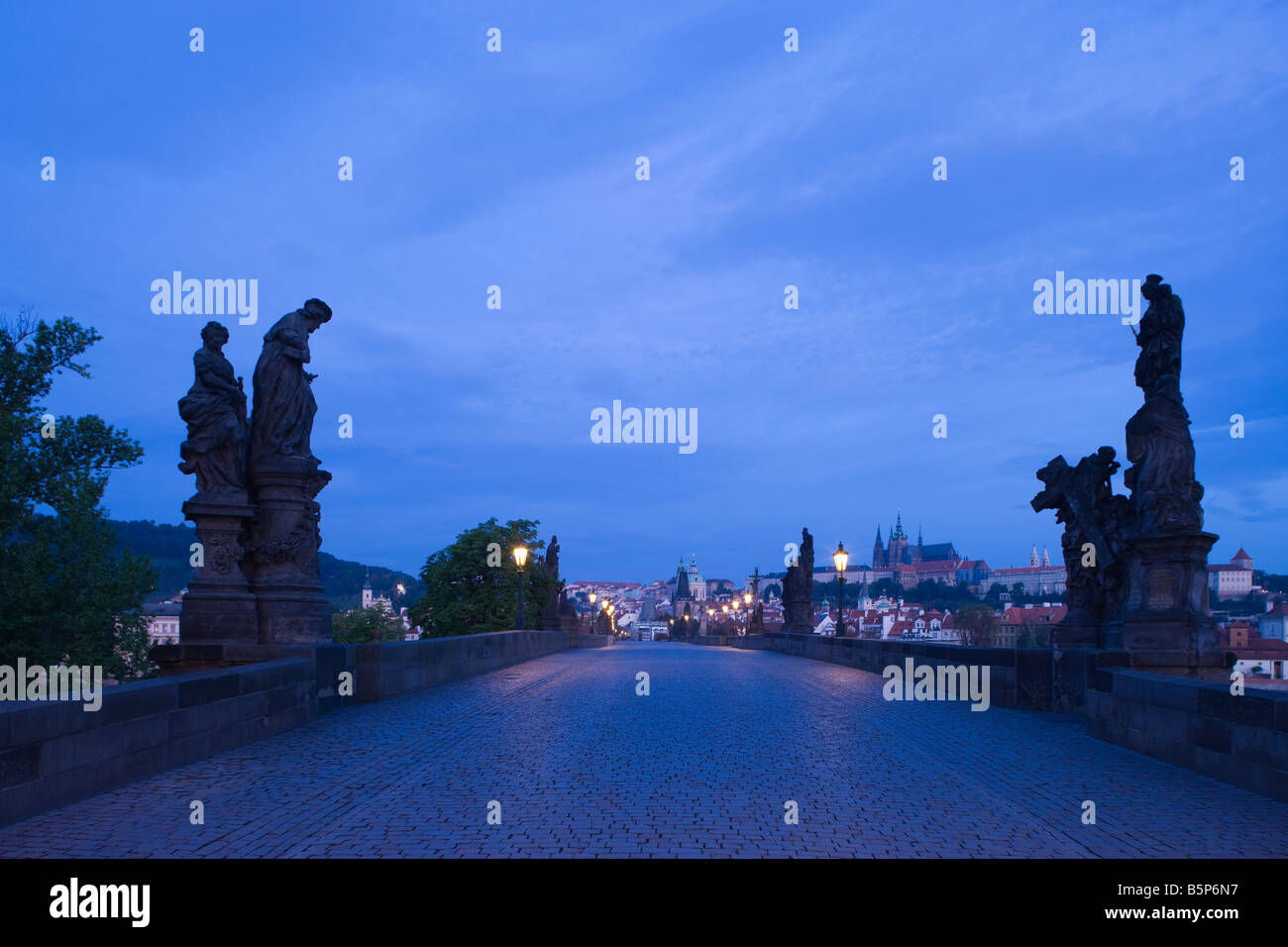 BAROQUE STATUES KING CHARLES IV BRIDGE PRAGUE CZECH REPUBLIC Stock ...