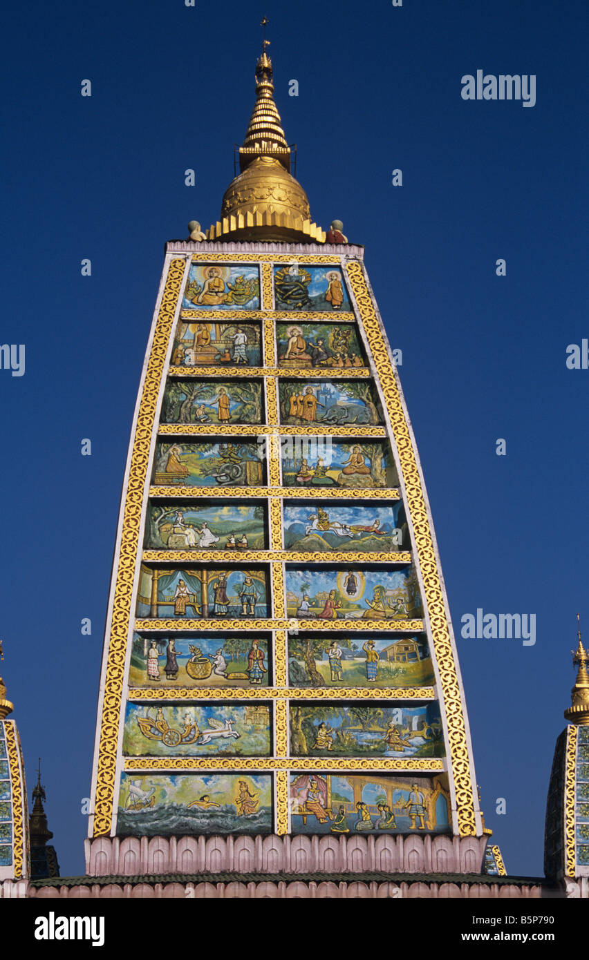 Paintings of the Buddha's life Under the Bodhi Tree at Shwedagon Paya ...