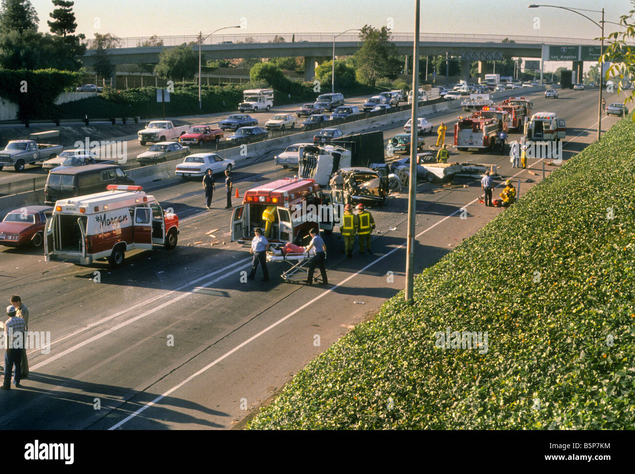 Freeway traffic accident Stock Photo - Alamy
