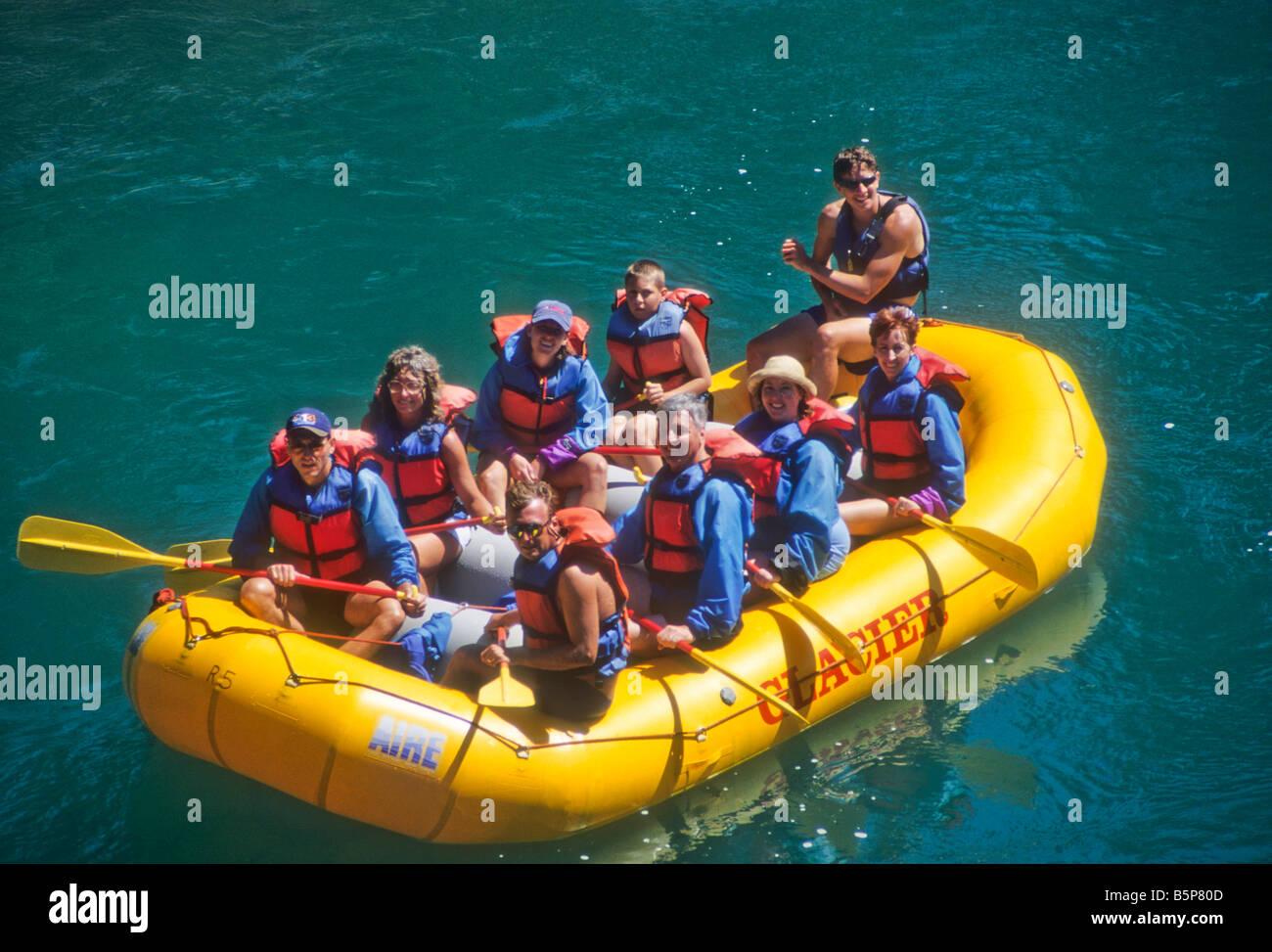 Tourists ride Flathead River in Montana in raft Stock Photo - Alamy