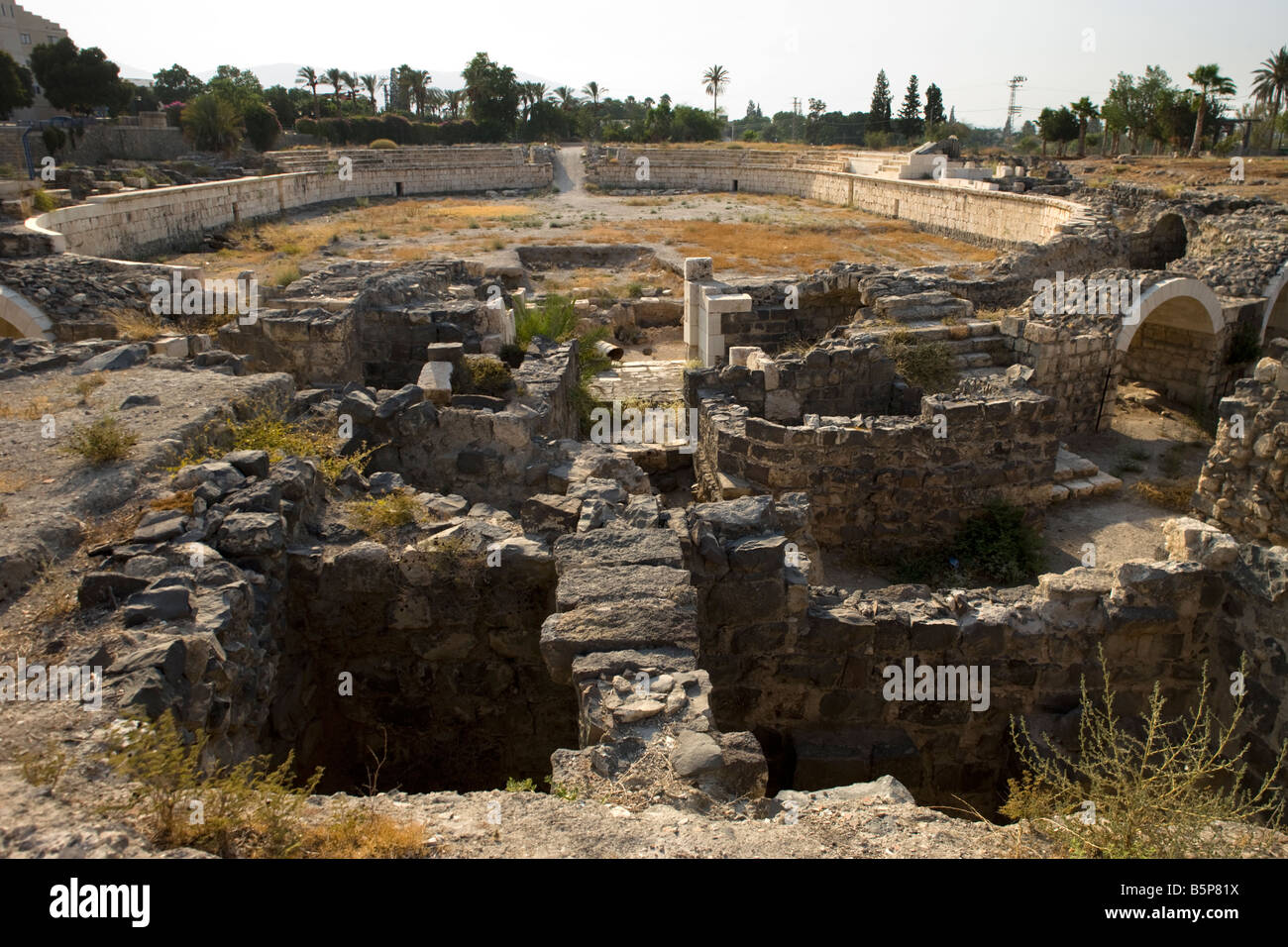 ROMAN HIPPODROME RUINS TEL BEIT SHEAN NATIONAL PARK ISRAEL Stock Photo ...