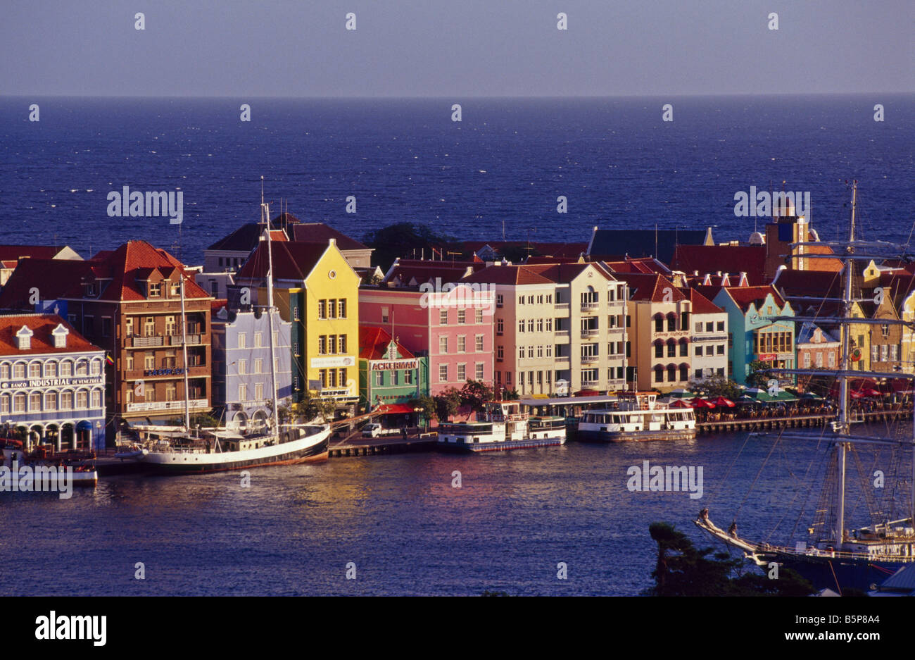 Waterfront architecture on the Handelskade, from the bridge, curacao ...