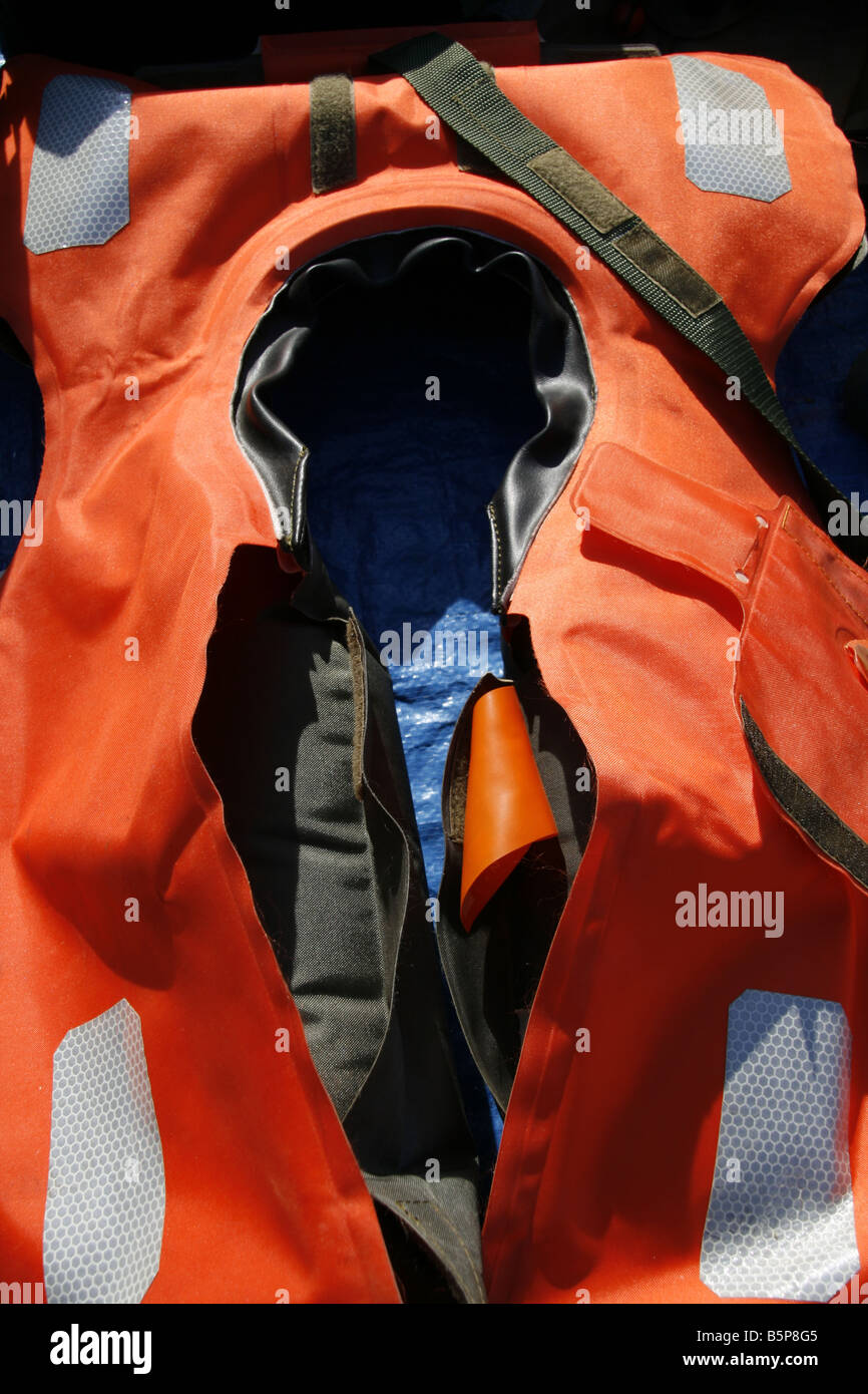 inflatable sea rescue life jacket Stock Photo - Alamy