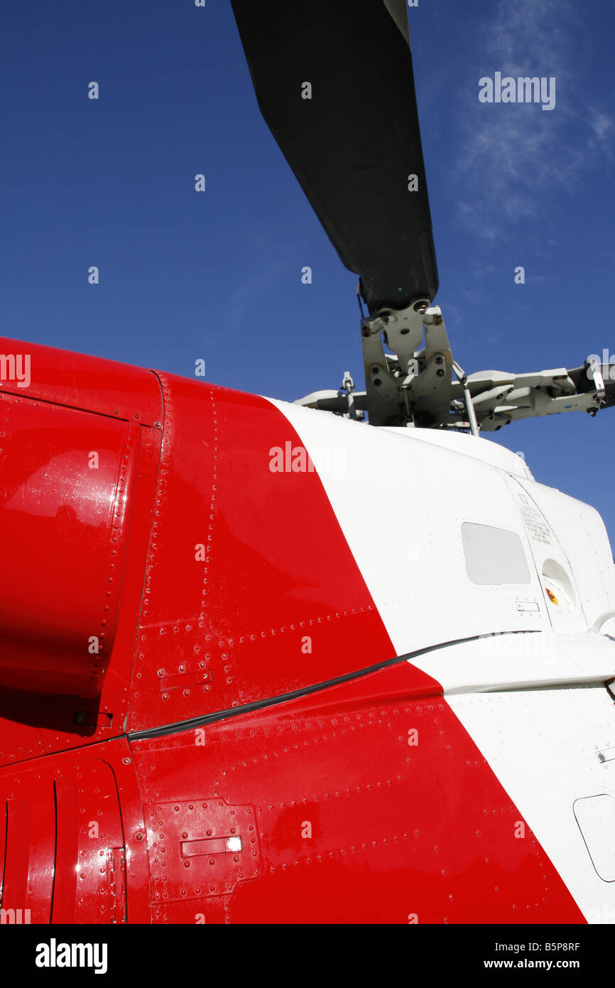 red and white search and rescue helicopter Stock Photo - Alamy