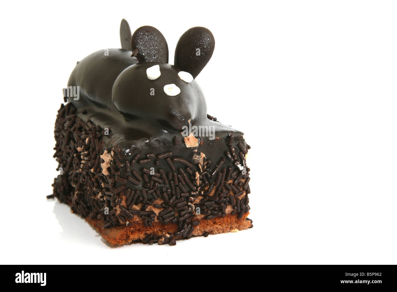 closeup chocolate mouse cream cake isolated on white background Stock ...
