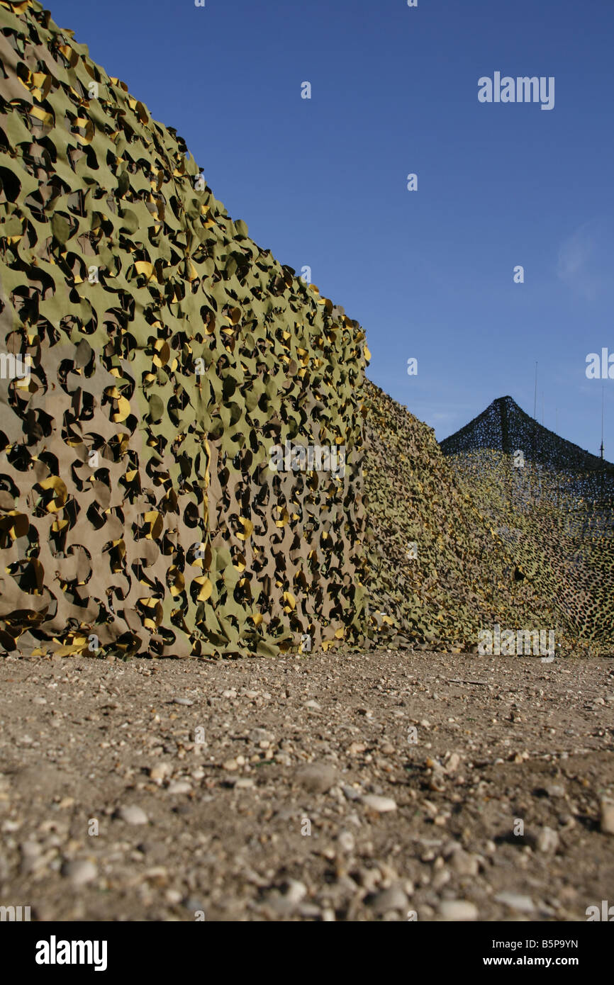 camouflage military army base tent at open day Stock Photo - Alamy