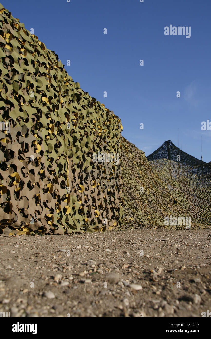 camouflage military army base tent at open day Stock Photo - Alamy